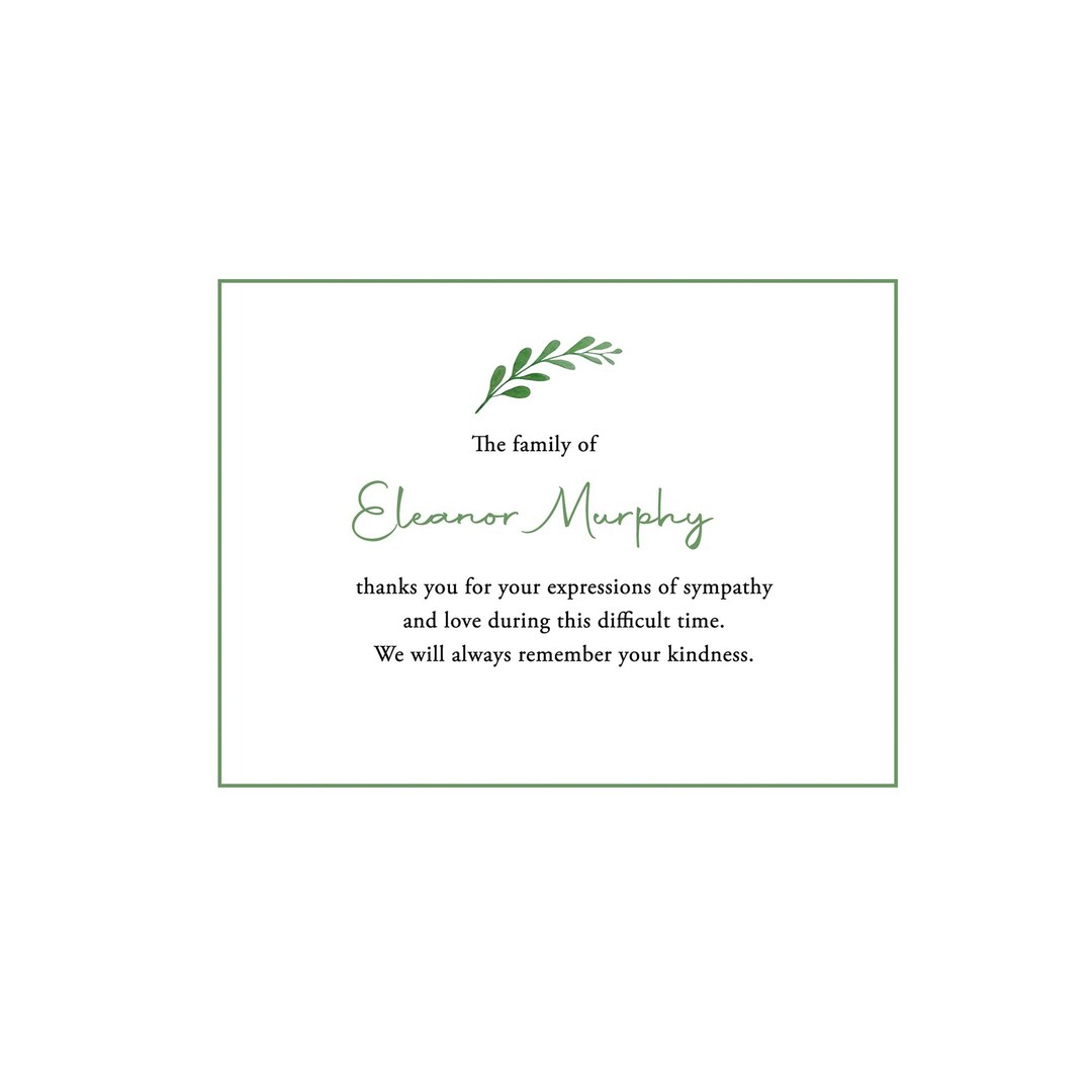 Personalized Condolence Thank You Note Funeral Thank You Card - Etsy