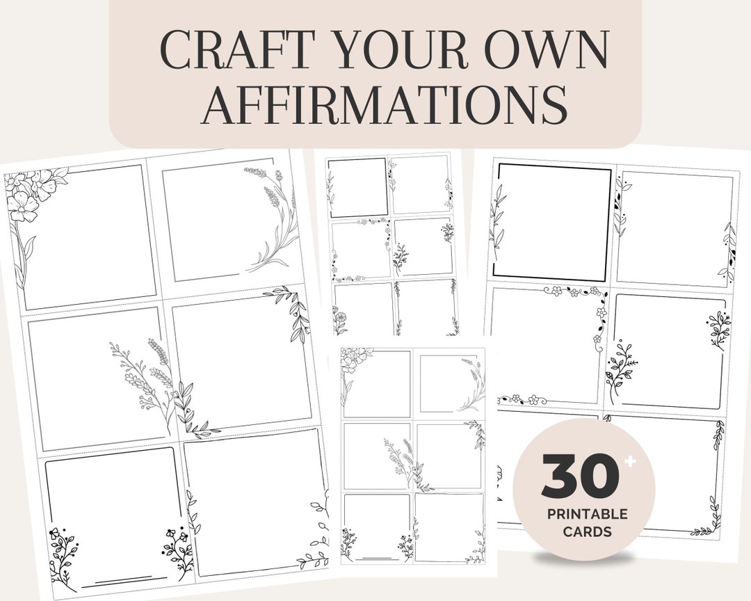 Blank Affirmation Cards DIY Affirmation Cards Customizable - Etsy