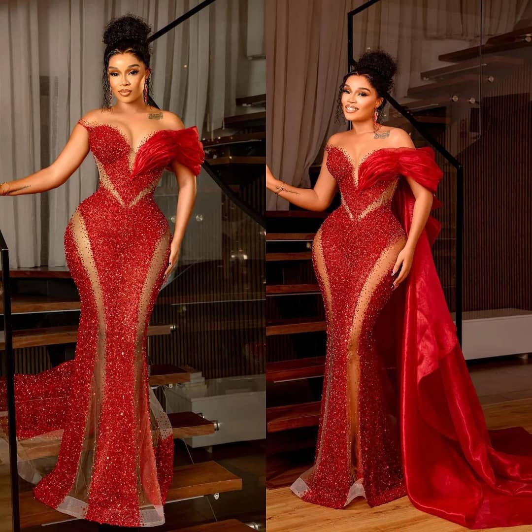 Red Wedding Reception Dress, Prom Dress With Corset, Mermaid Evening ...