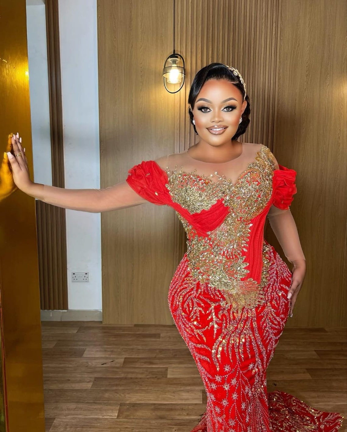 Red Wedding Reception Dress, Prom Dress With Corset, Mermaid Evening ...