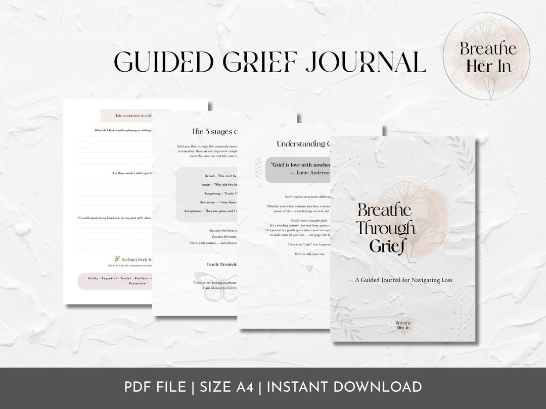 Guided Grief Journal - Printable Healing Journal for Loss & Emotional ...