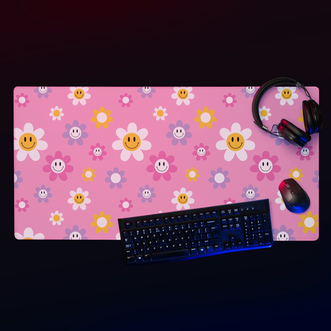 Pink Floral Gaming Mouse Pad, Non-slip Desk Mat (36" × 18") - Etsy