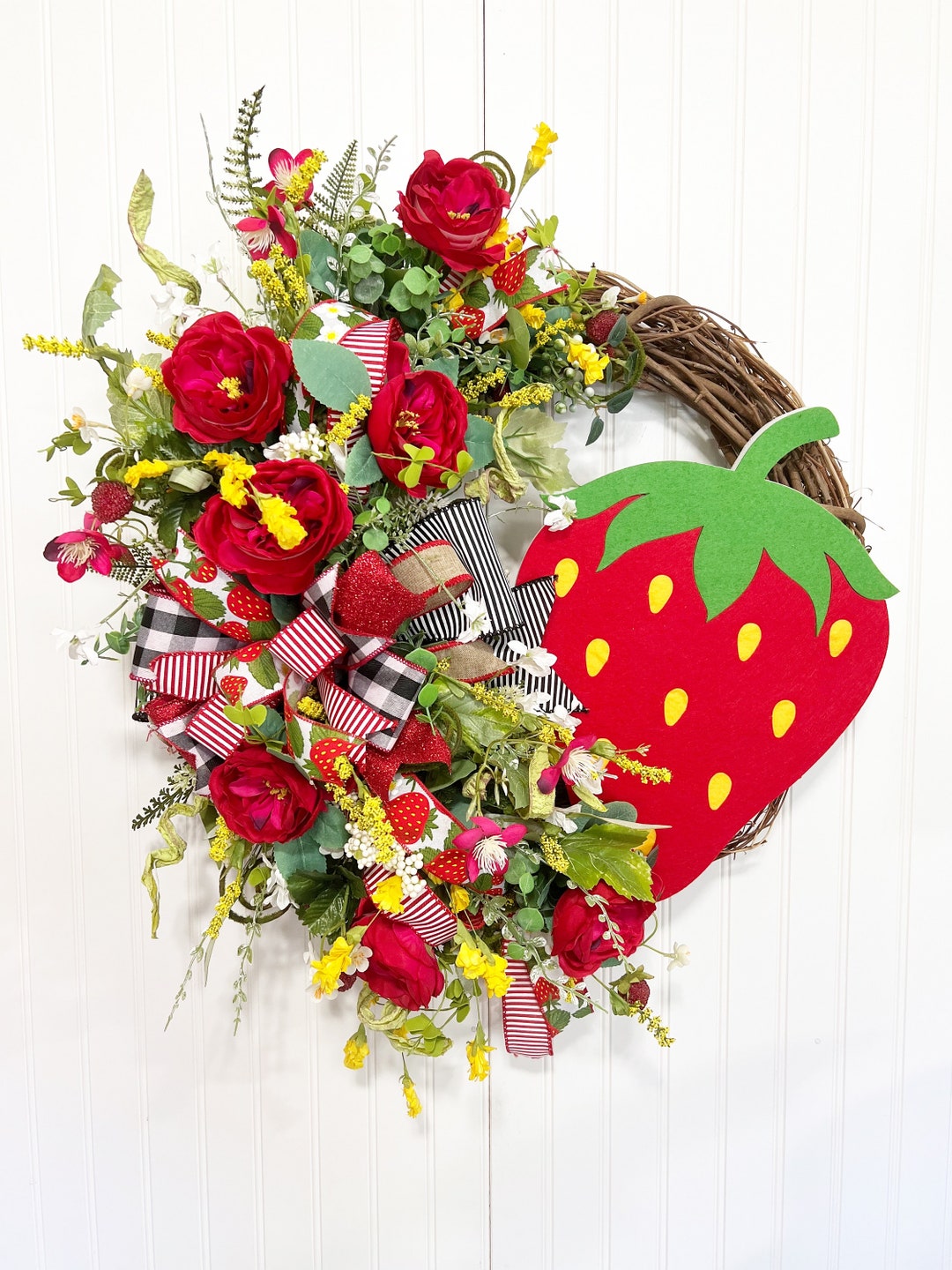 Strawberry Wreath, Summer Wreath, Spring Wreath, Mother's Day Gift ...