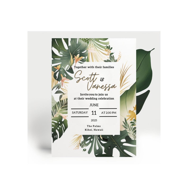 Editable Printable Invitation Monstera Design Template - Etsy