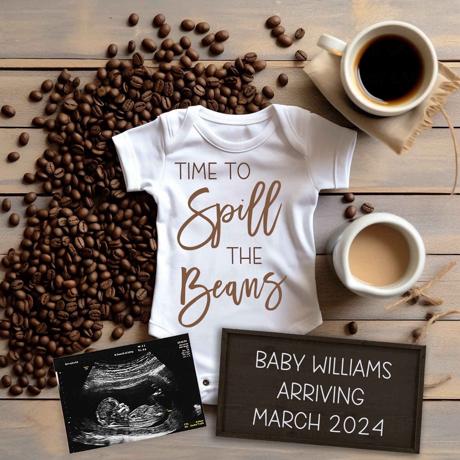 Coffee Baby Digital Pregnancy Announcement, Spill the Beans Baby Social ...