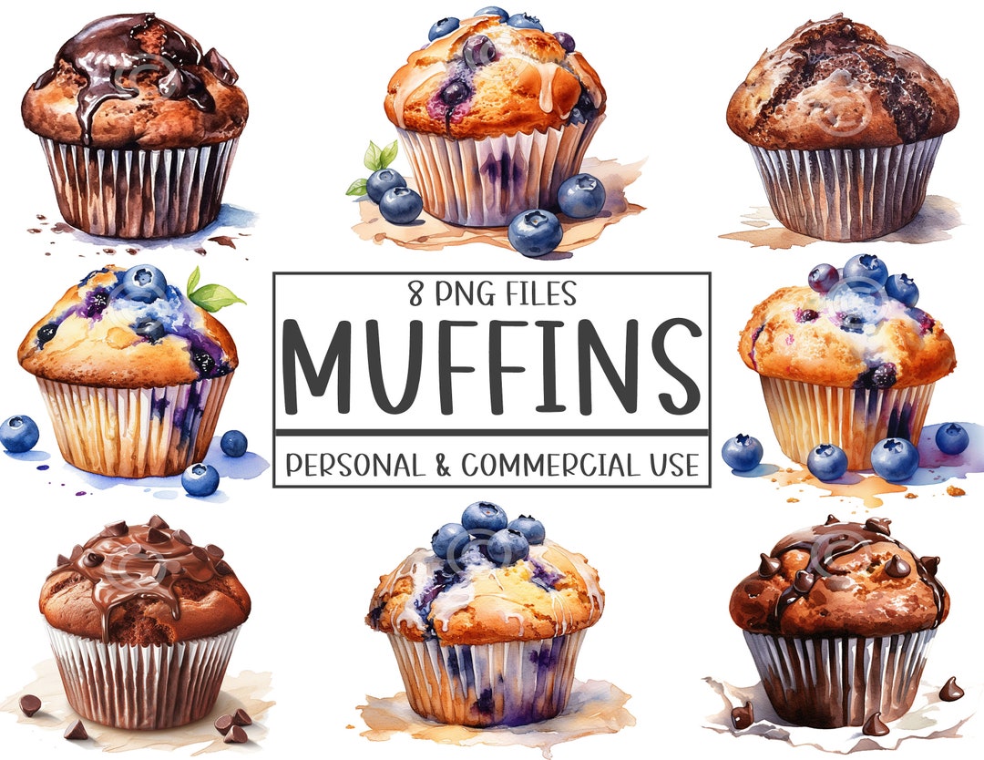 Muffin Clipart PNG Watercolor Muffins Clipart Chocolate - Etsy