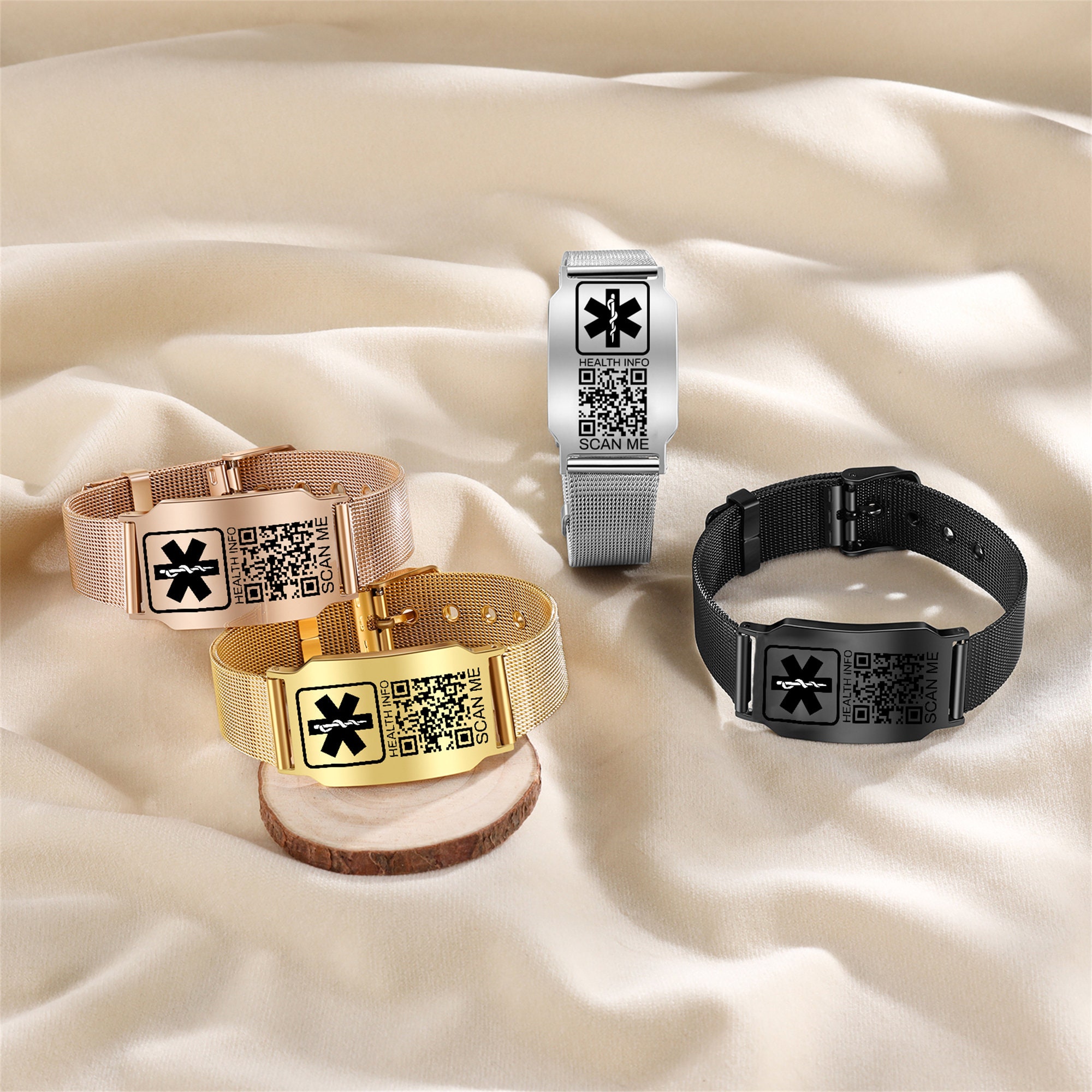 Personalized QR Code Medical Alert Bracelet,medical ICE Bracelets ...