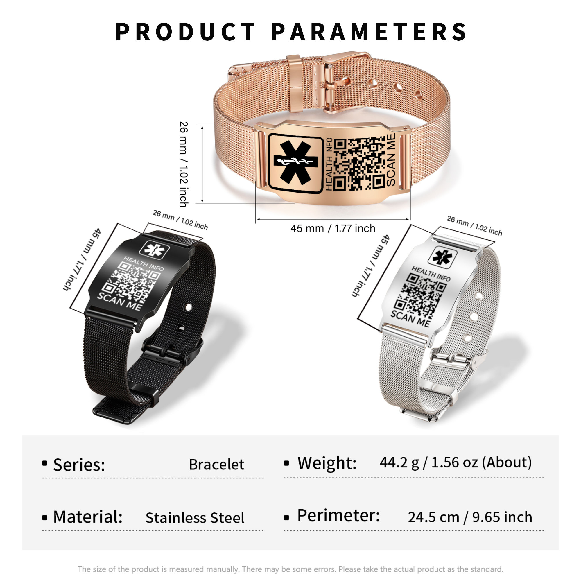 Personalized QR Code Medical Alert Bracelet,medical ICE Bracelets ...