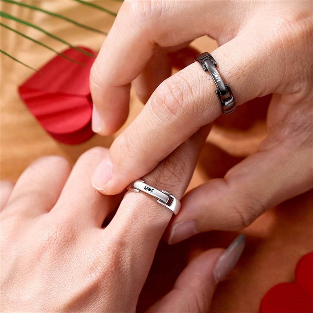 Personalized Couple Rings,coustom Engraved Rings for Couples, Promise Ring Trendy Gift Jewelry ...