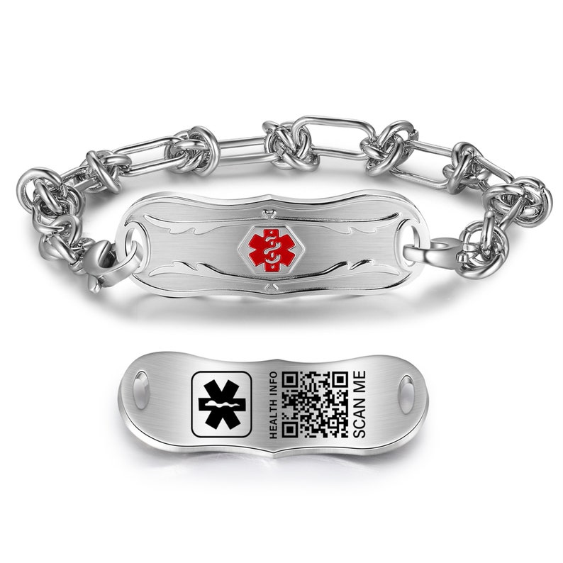 QR Code Medical Alert Bracelet, Emergency Contact Waterproof ID ... QR Code Medical Alert Bracelet, Emergency Contact Waterproof ID ...