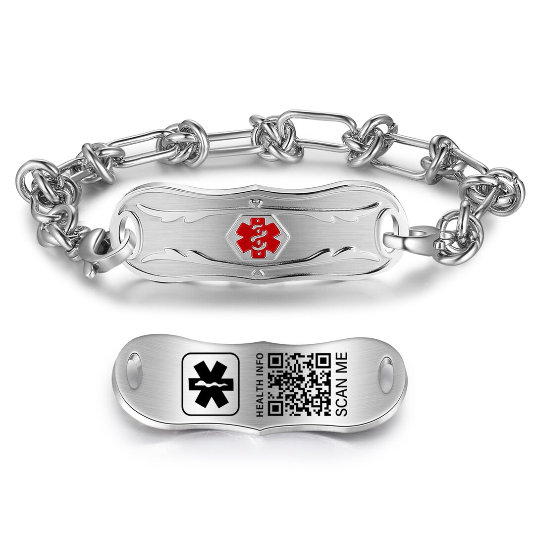QR Code Medical Alert Bracelet Emergency Contact Waterproof - Etsy ...