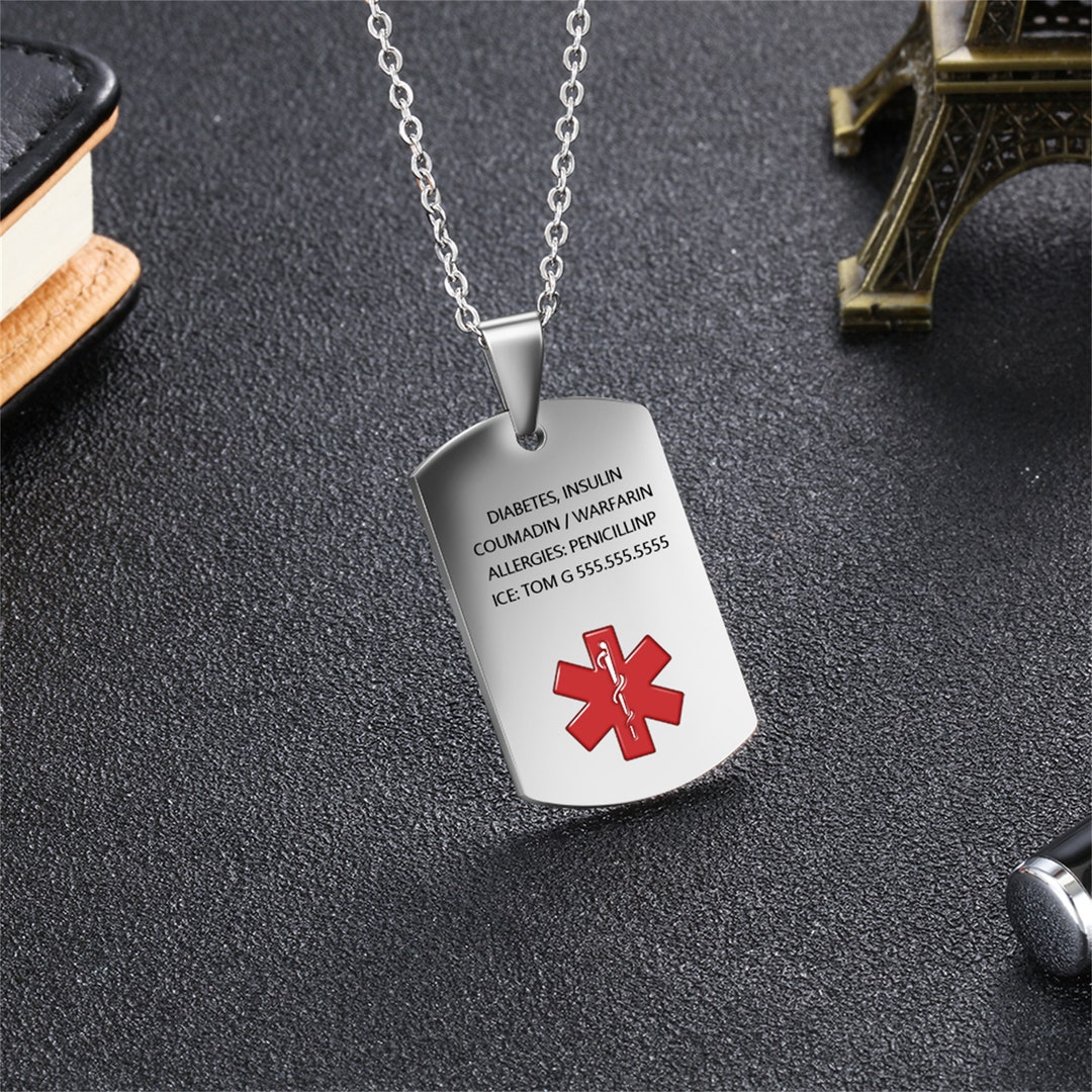 Personalized Medical Alert Dog Tag,medical ID Necklace,medical Alert ...