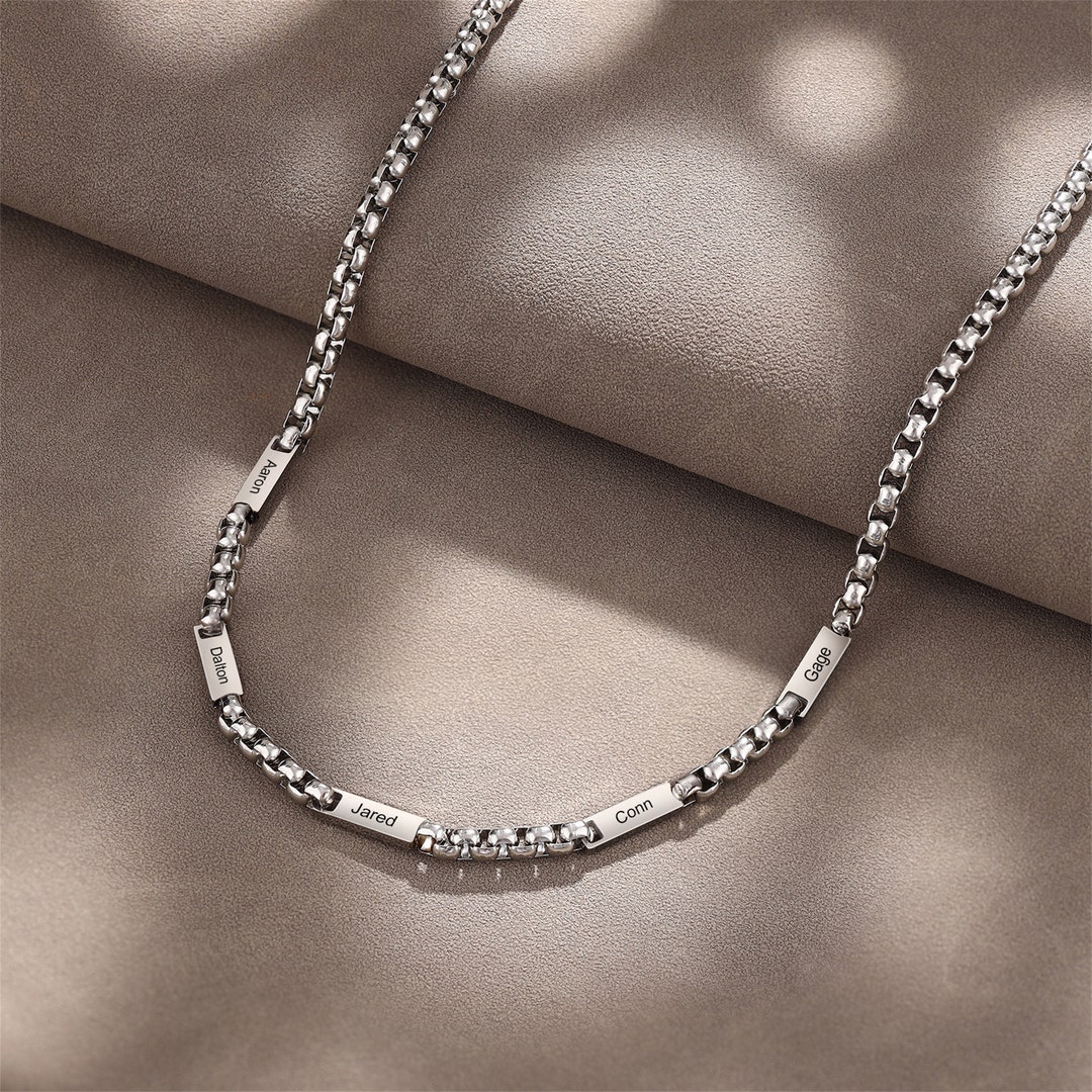 Personalized 2-5 Names Stainless Steel Rolo Chain Necklace,custom Mens ...