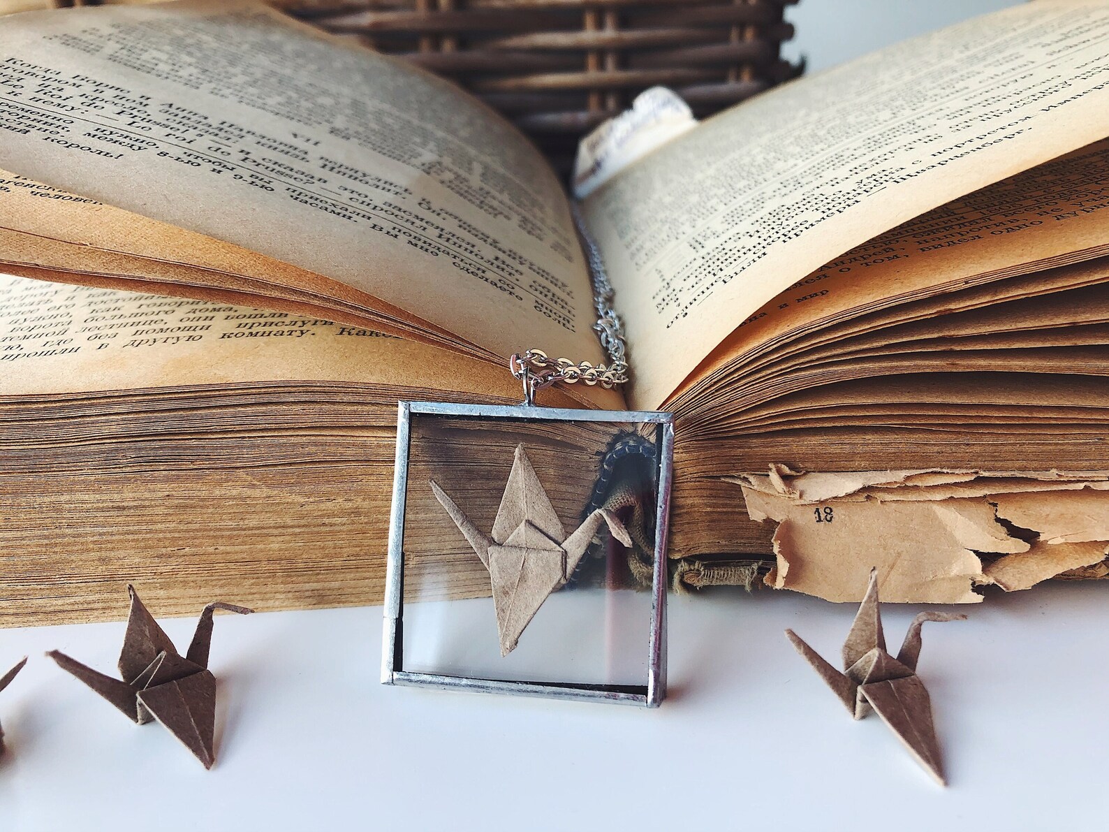 Origami Crane Necklace, Handmade Paper Crane Pendant, Gift for Mom ...