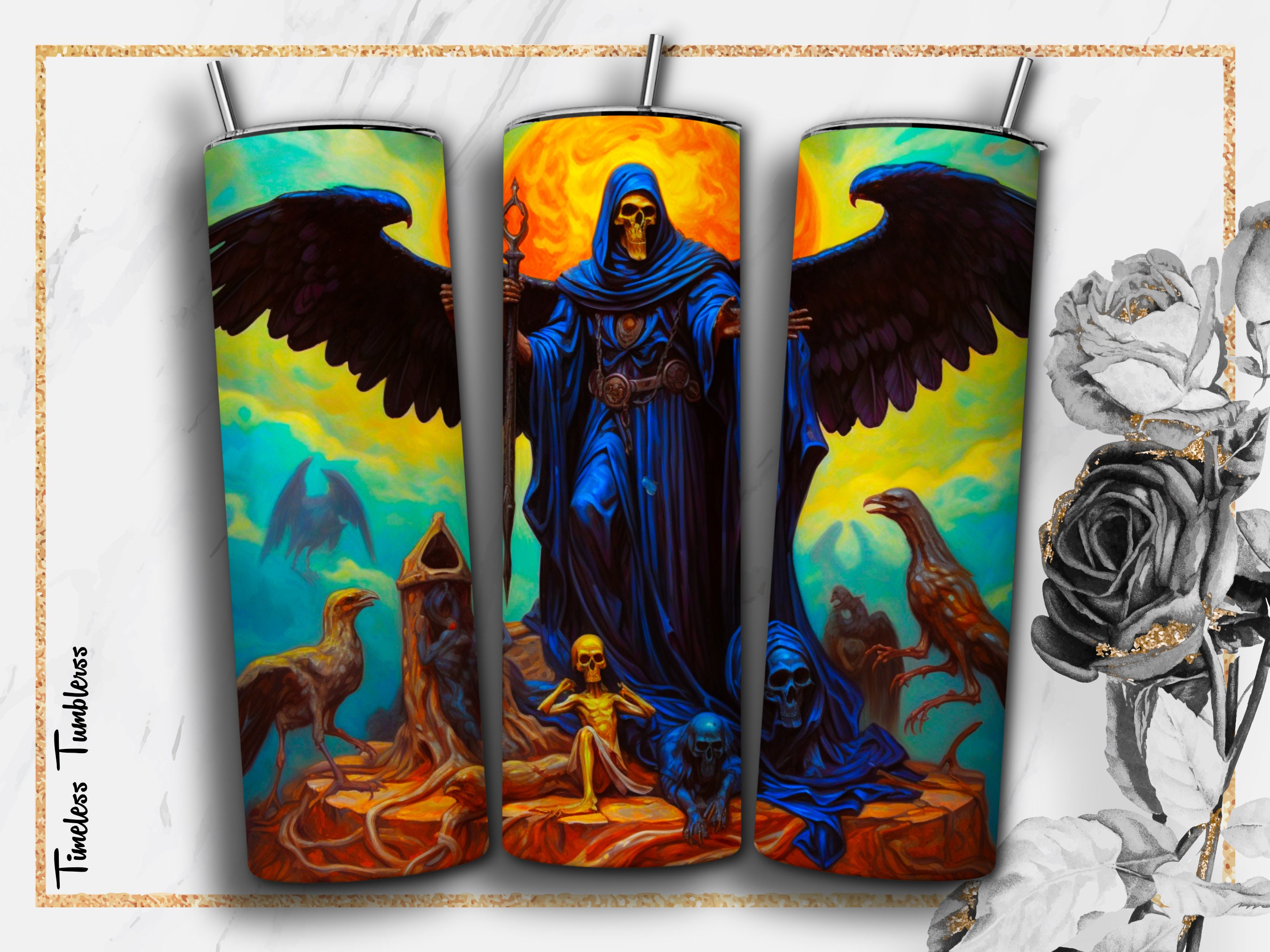 Reaper Tumbler Wrap PNG Design, for 20oz & 30oz Skinny Tumbler ...