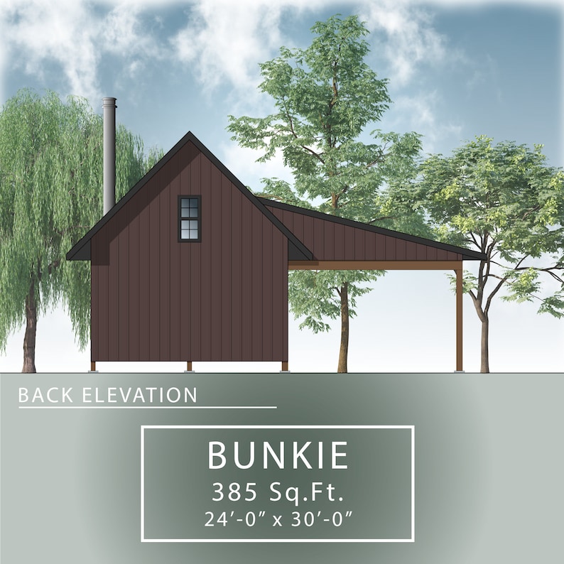 384 Sq.ft. Bunkie/sleeping Cabin Concept Plan 24’-0” X 30’-0” - Etsy