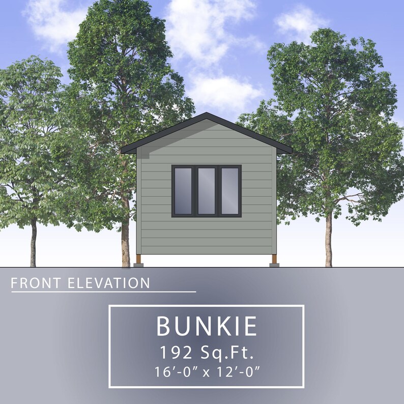 192 Sq.ft. Bunkie/sleeping Cabin Concept Plan 16’-0” X 12’-0” - Etsy