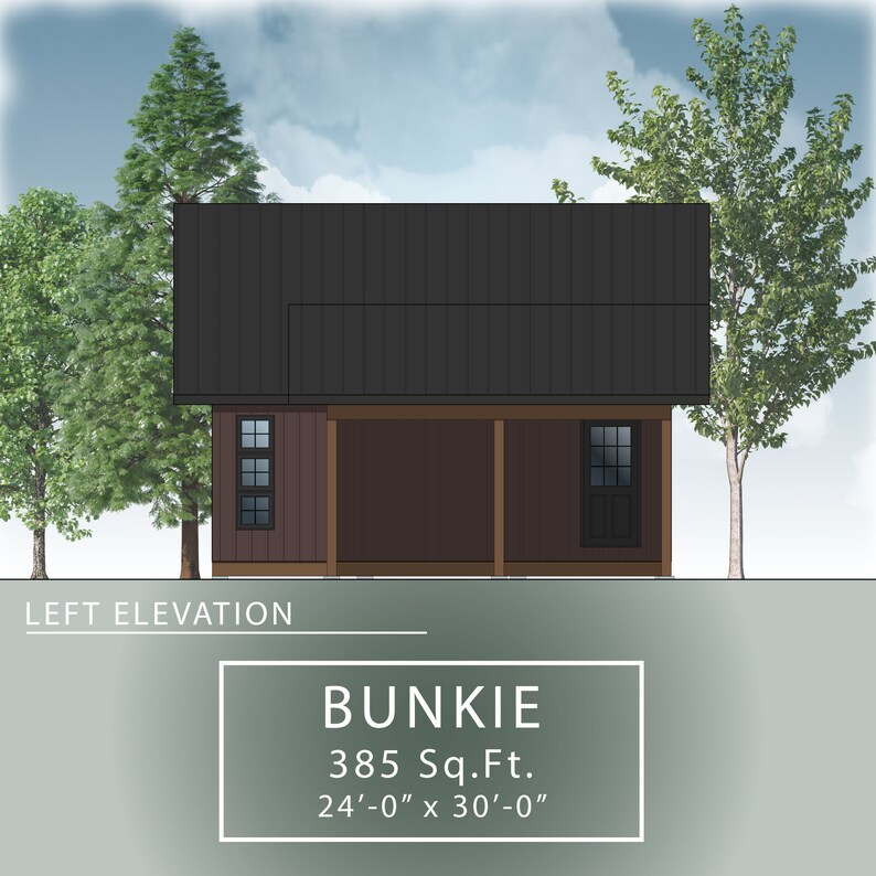 384 Sq.ft. Bunkie/sleeping Cabin Concept Plan 24’-0” X 30’-0” - Etsy