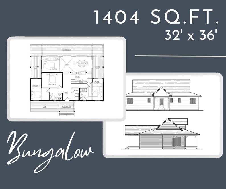 1404 Sq.ft. Bungalow Concept Plan 320 X 360 3 Bedroom 3 Bathroom - Etsy