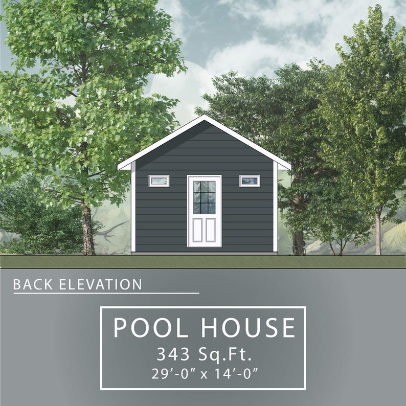 343 Sq.ft. Pool House/bunkie Concept Plan 29’-0” X 14’-0” - Etsy