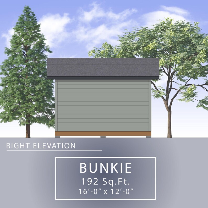 192 Sq.ft. Bunkie/sleeping Cabin Concept Plan 16’-0” X 12’-0” - Etsy