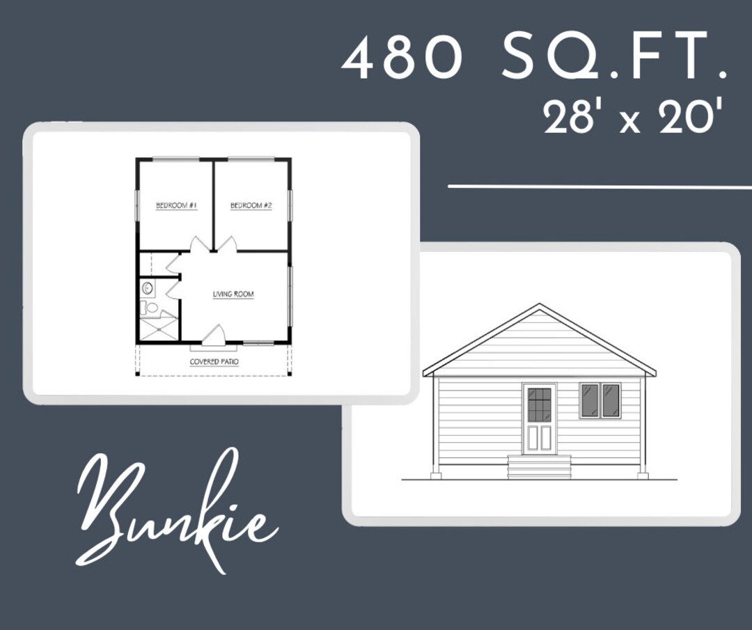 480 Sq.ft. Bunkie/sleeping Cabin Concept Plan 280 X 200 2 Bedroom 1 ...