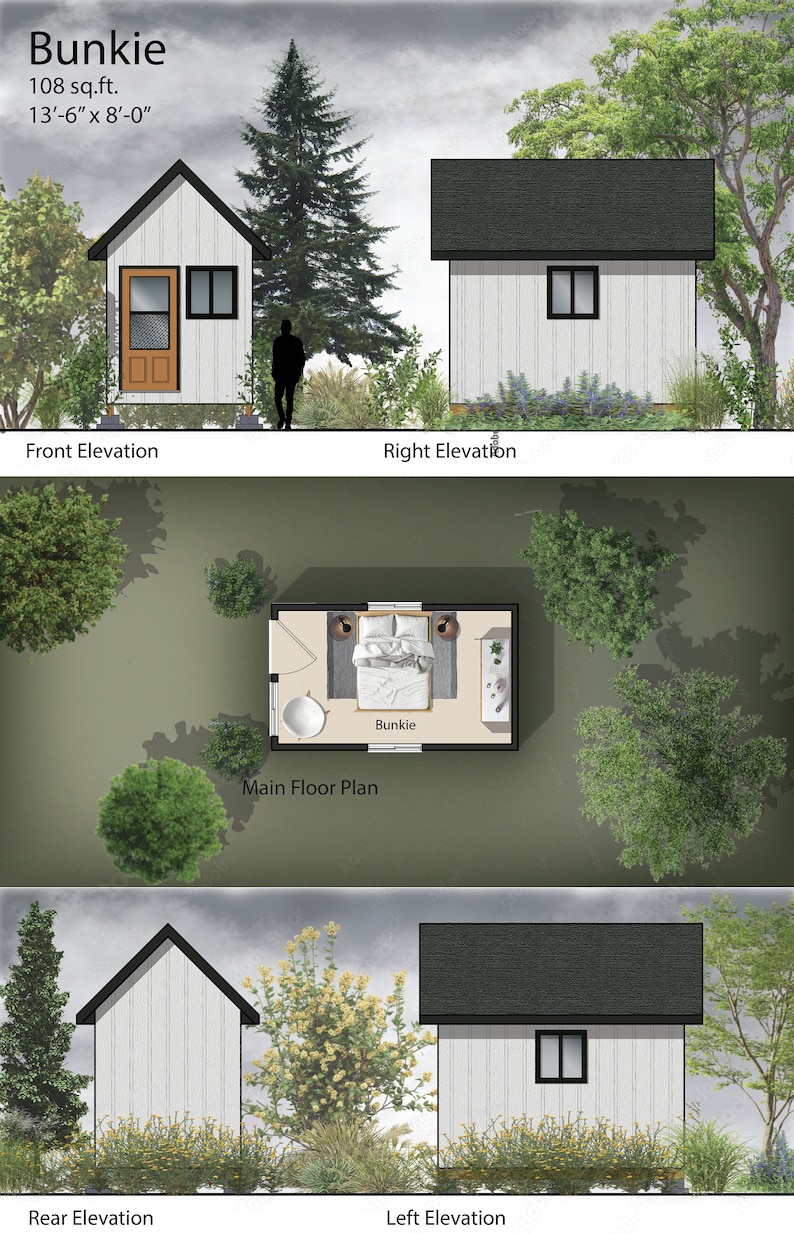 108 Sq.ft. Bunkie/sleeping Cabin Concept Plan 13’-6” X 8’-0” Open ...