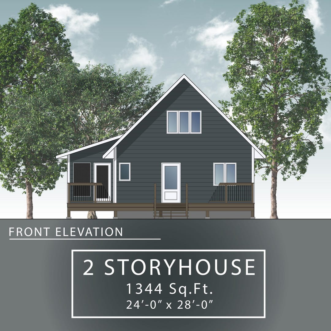 1344 Sq.ft. 2 Story House Concept Plan 24’-0” X 28’-0” - 3 Bedroom + 1 ...