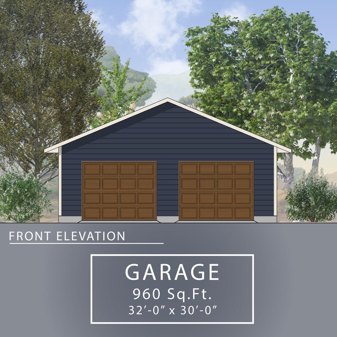 960 Sq.ft. 2 Car Garage Concept Plan 32’-0” X 30’-0” - Etsy