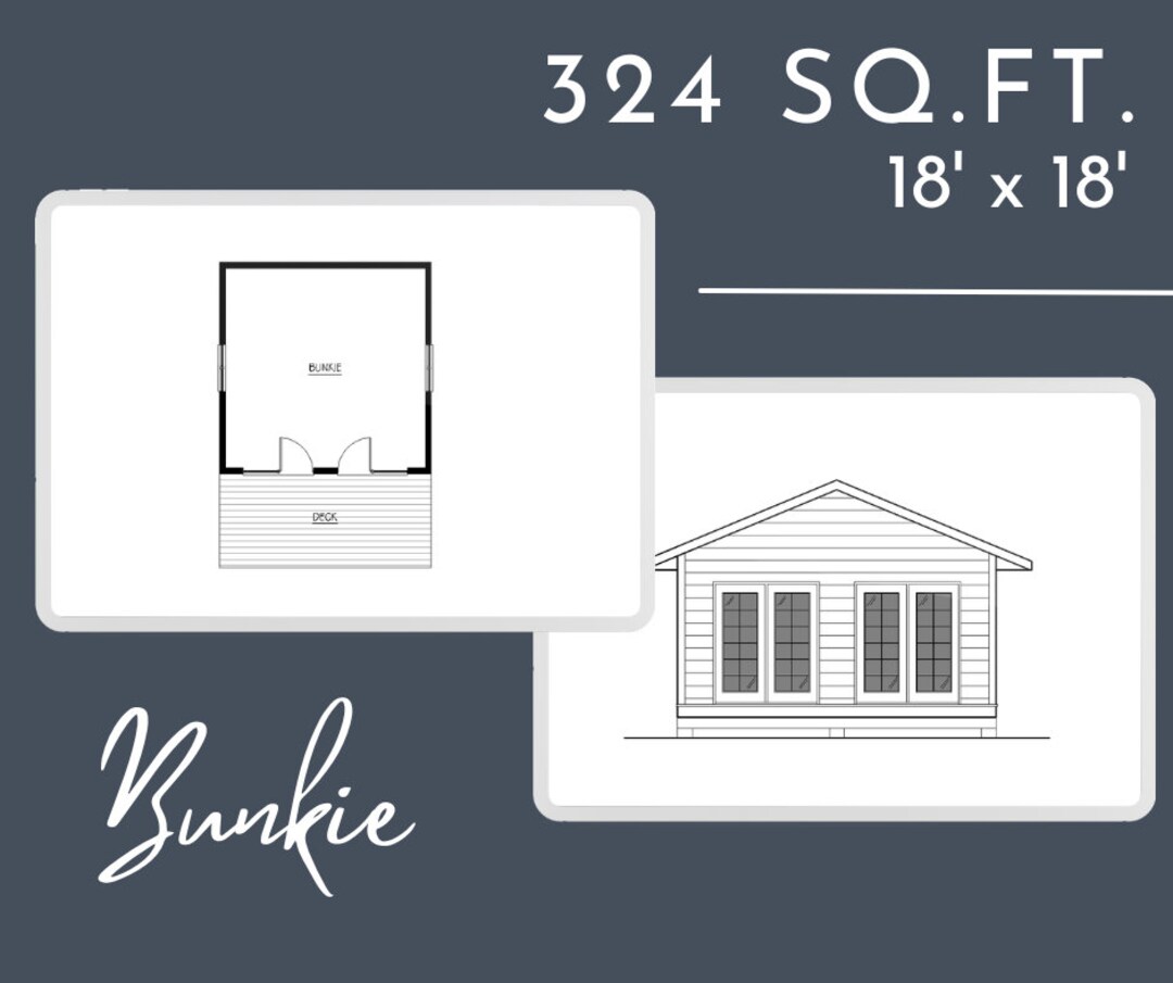 324 Sq.ft. Bunkie/sleeping Cabin Concept Plan 180 X 180 Open Concept - Etsy
