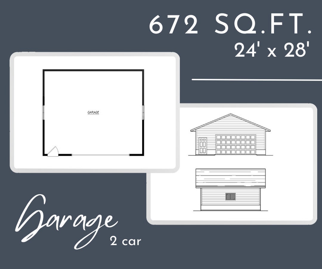 672 Sq.ft. Garage Concept Plan 24’-0” X 28’-0” - 2 Car - Etsy