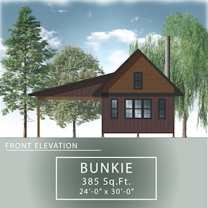 384 Sq.ft. Bunkie/sleeping Cabin Concept Plan 24’-0” X 30’-0” - Etsy