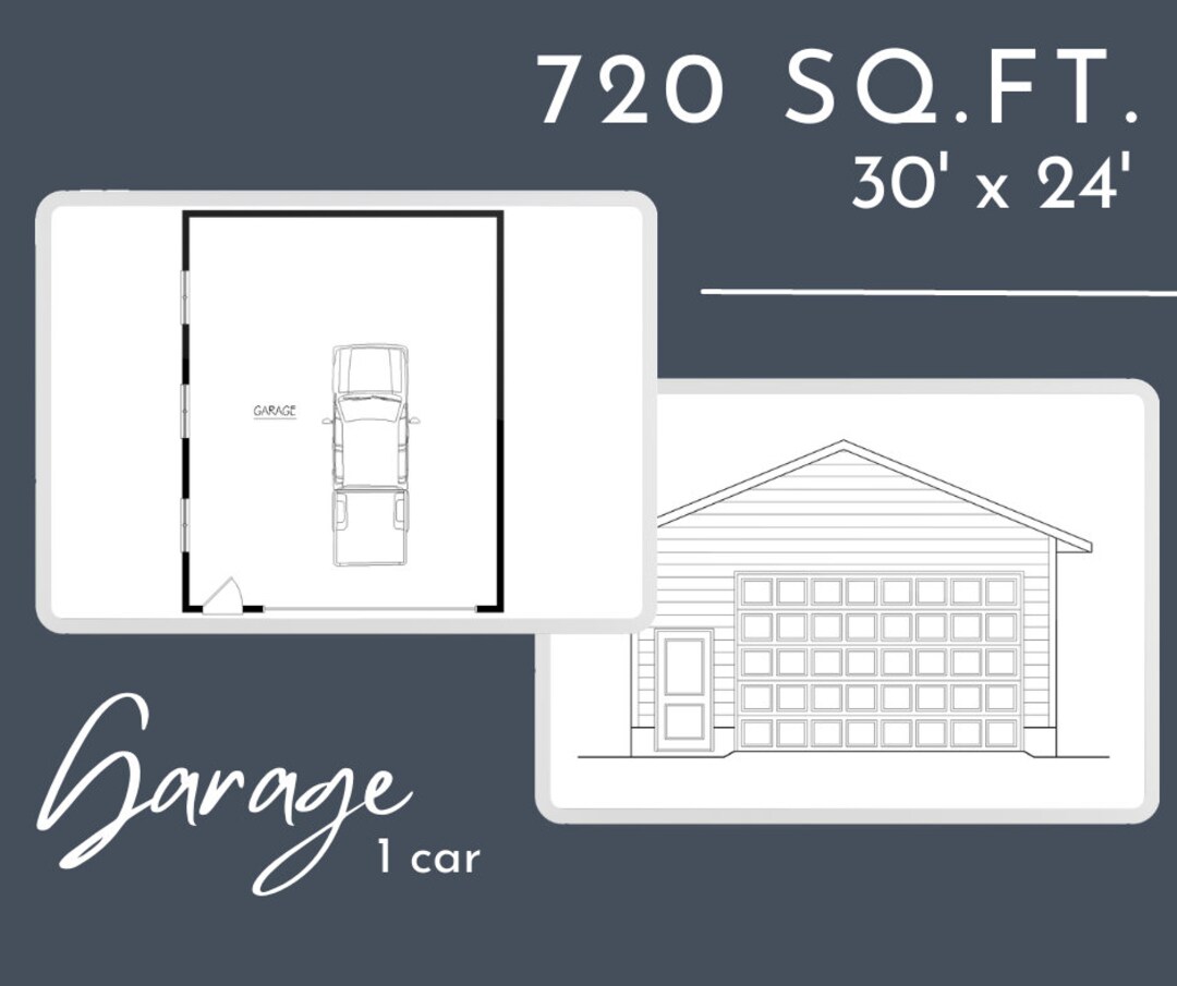 720 Sq.ft. Garage Concept Plan 30’-0” X 24’-0” 1.5 Car - Etsy