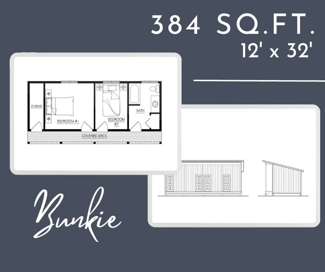 Bunkie With Covered Deck Concept Plan 384 Sq.ft. 120 X 320 2 Bedroom 1 ...