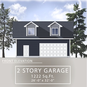 1222 Sq.ft. 2 Story Garage Concept Plan 26’-0” X 32’-0” 2 Car - Etsy