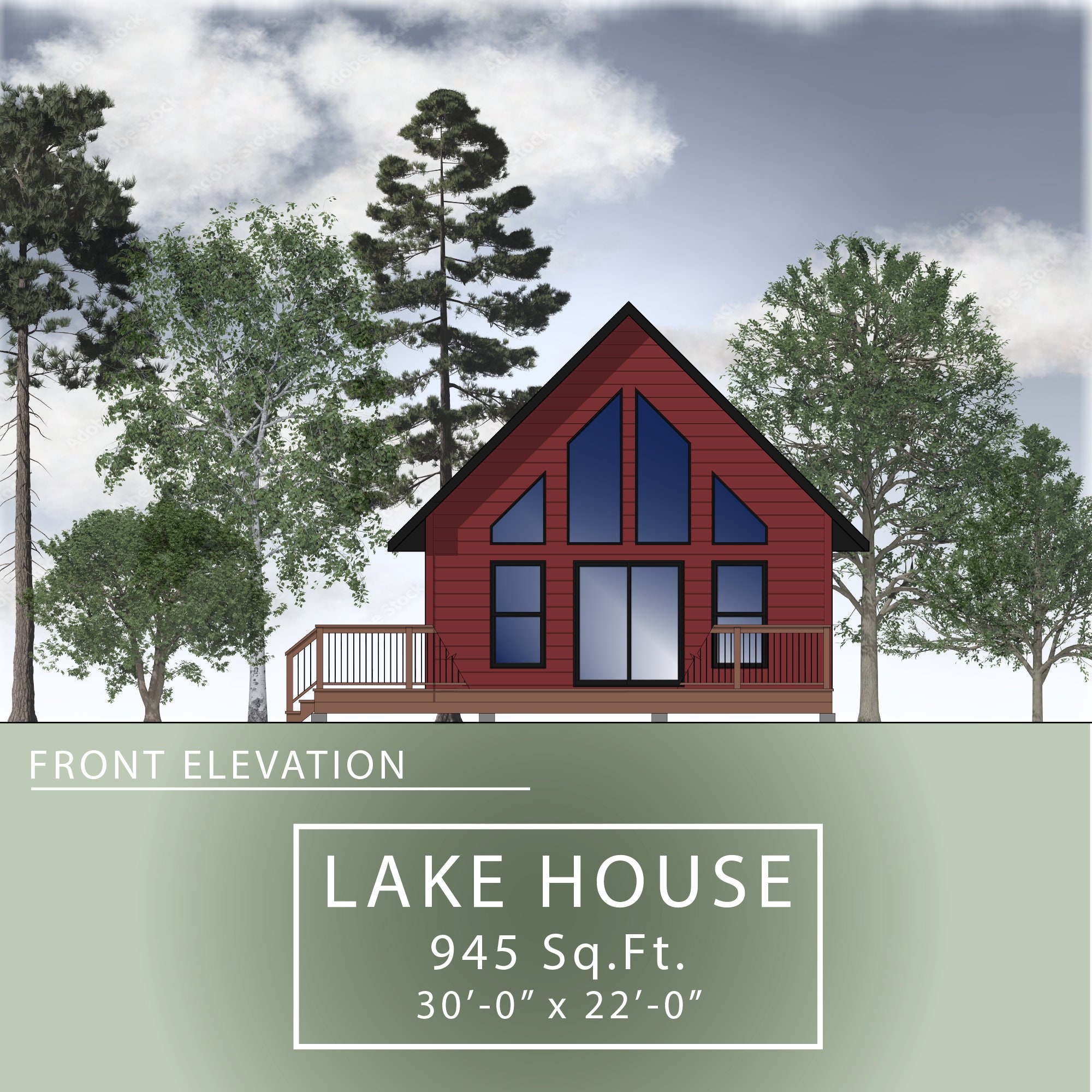 945 Sq.ft. 2 Story Lake House Cabin Concept Plan 30’-0” X 22’-0” 2 ...