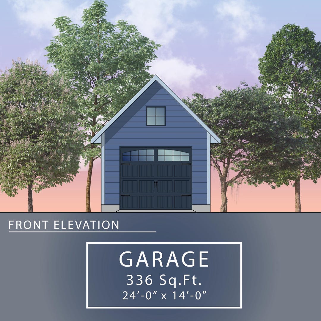 336 Sq.ft. 1 Car Garage Concept Plan 24’-0” X 14’-0” - Etsy