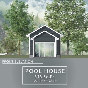 343 Sq.ft. Pool House/bunkie Concept Plan 29’-0” X 14’-0” - Etsy