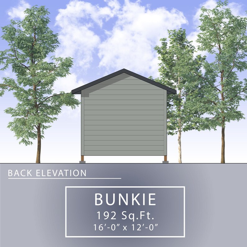 192 Sq.ft. Bunkie/sleeping Cabin Concept Plan 16’-0” X 12’-0” - Etsy