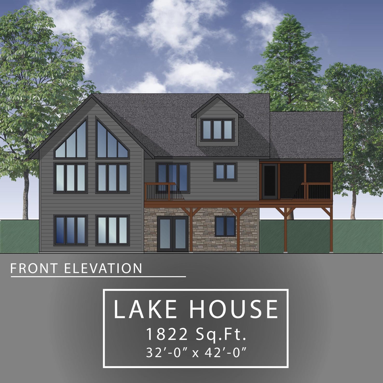 1822 Sq.ft. 2 Story Lakehouse/cottage Concept Plan 32’ X 42’-0”- 4 ...