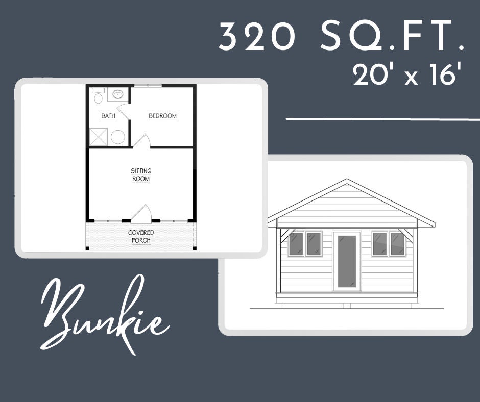 320 Sq.ft. Bunkie With Covered Deck Concept Plan 200 X 160 1 Bedroom 1 ...