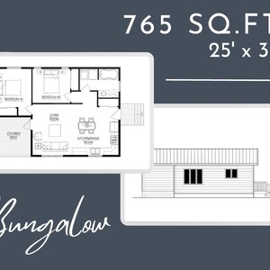 765 Sq.ft. Bungalow House Concept Plan 250 X 350 - Etsy
