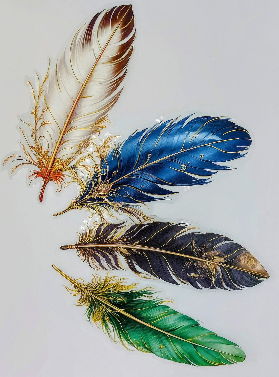 Large Waterproof Feather, Stickers Pack of 5, Feather Stickers, Decal ...