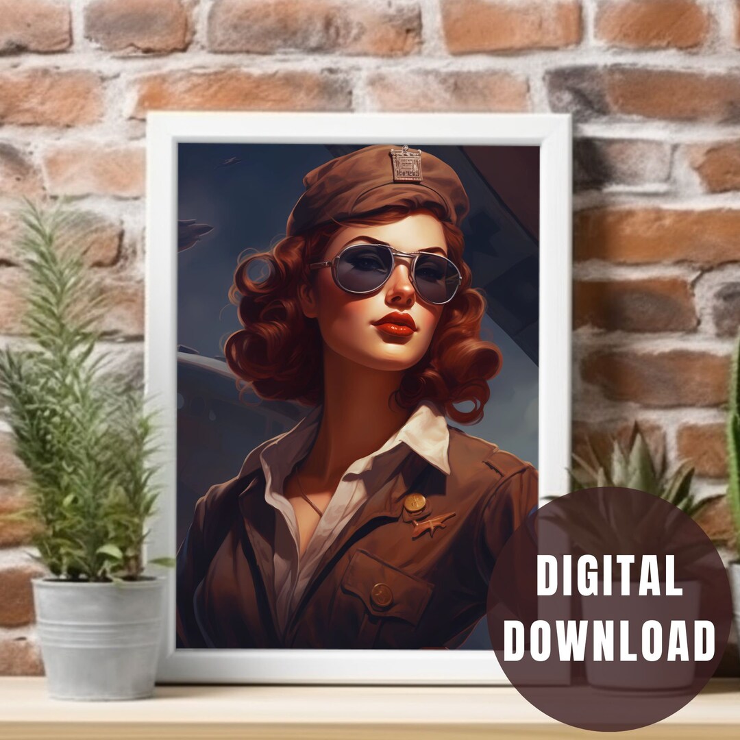 Retro Pinup Girls Ww2 Digital Art Pinup Girls Wall Art Pinup Etsy