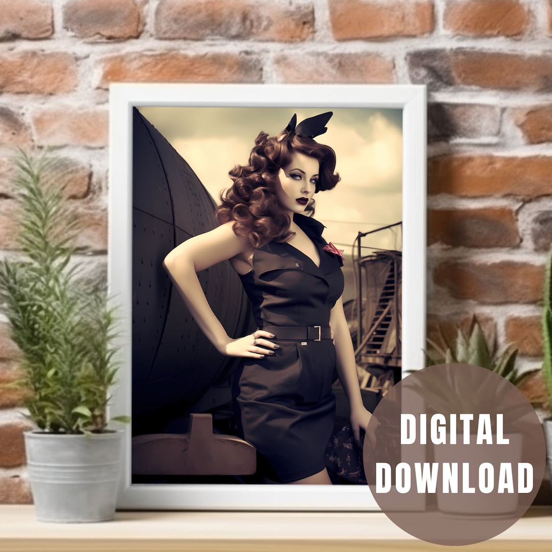 Pinup 1950s Pinup Girls Poster WW2 Digital Art Vintage Pinup - Etsy