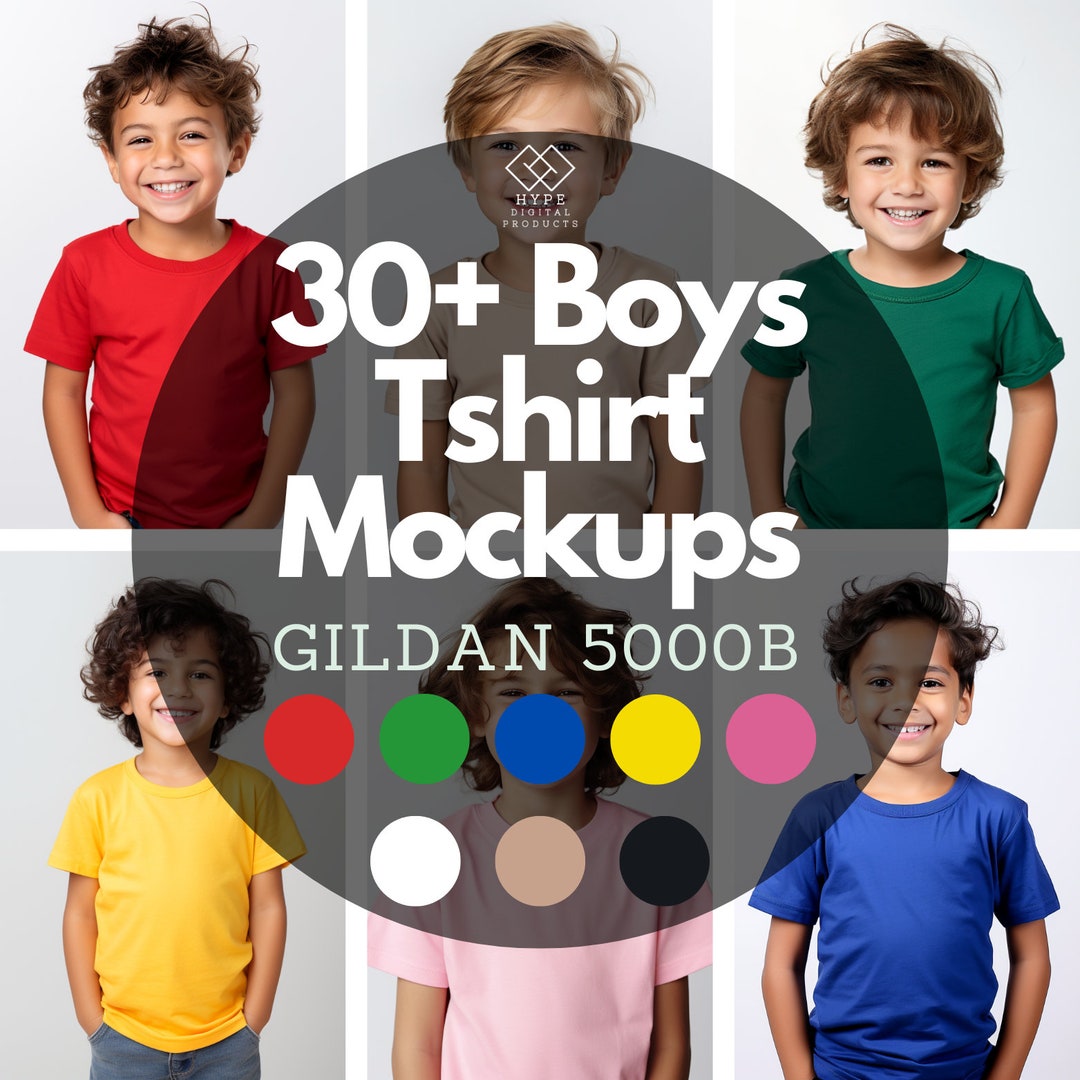 Color Boys Shirt Mockup Kids T Shirt Model, Bella Canvas 3001Y, Gildan ...