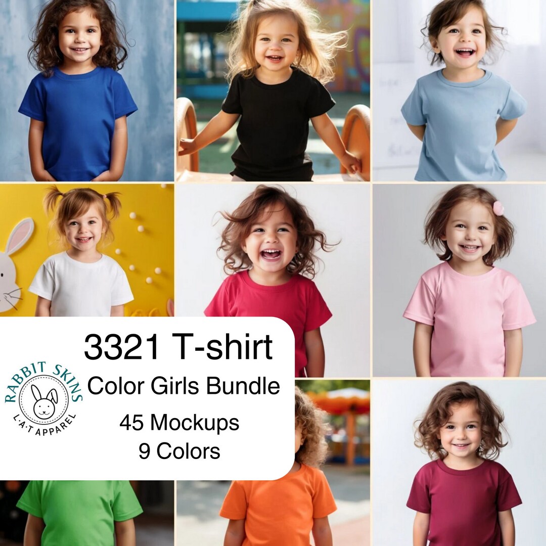 Rabbit Skins Color Girls Shirt Mockup, Toddler T Shirt Model, Rabit ...