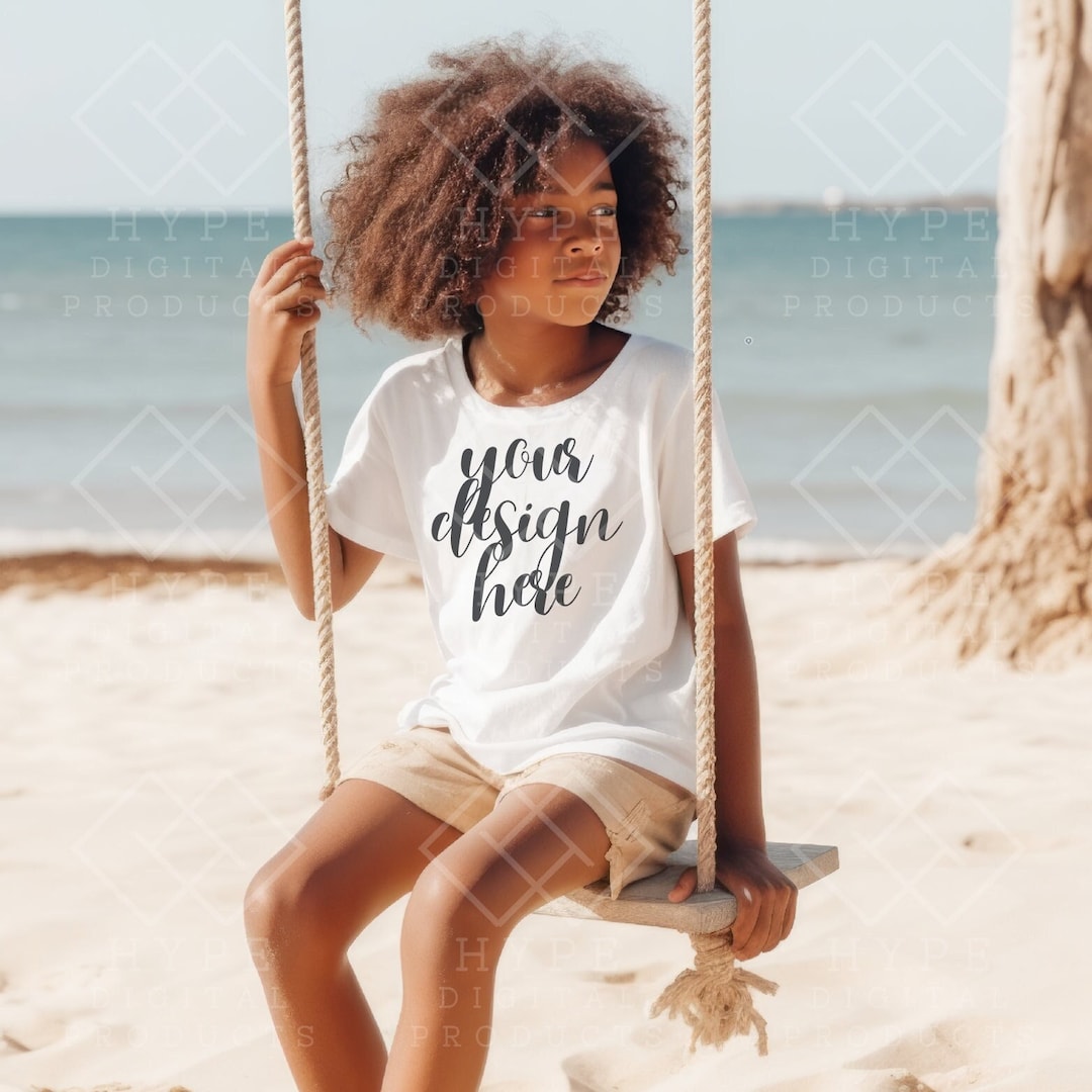Girl White T-shirt Mockup Kid Model, Bella Canvas 3001Y, Kids T Shirt ...