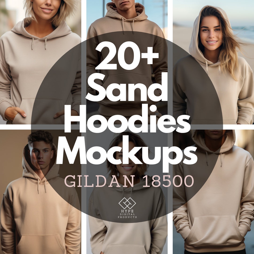 Sand Hoodies Mockups Bundle | Sand Color Gildan 18500 Mockups | Gildan ...