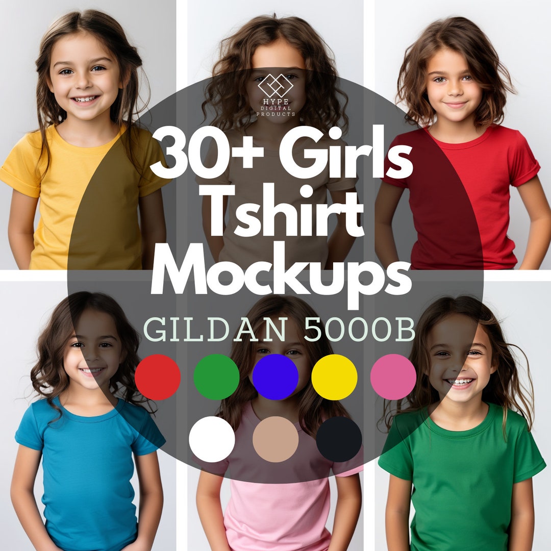 Color Girls Shirt Mockup Kids T Shirt Model, Bella Canvas 3001Y, Gildan ...